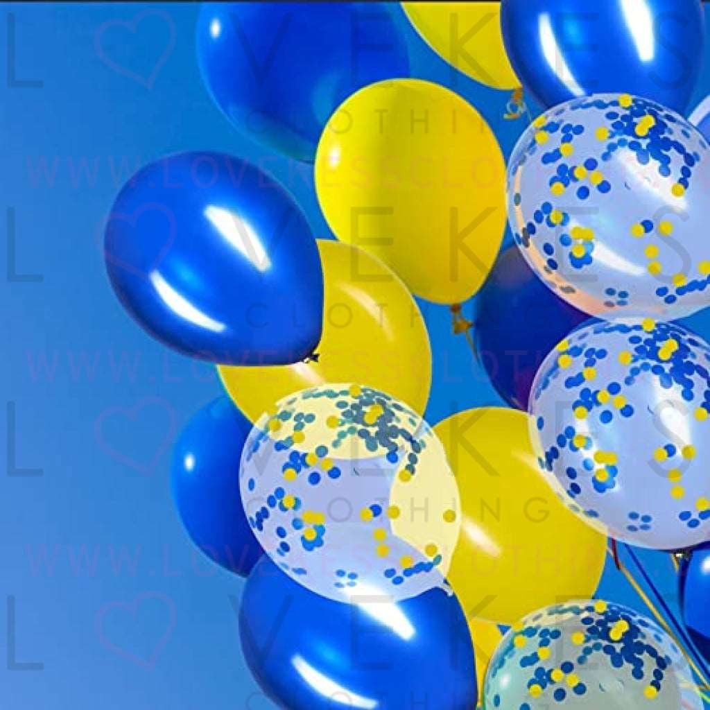 LoveKess Clothing - Blue Yellow Confetti Balloons Yellow and